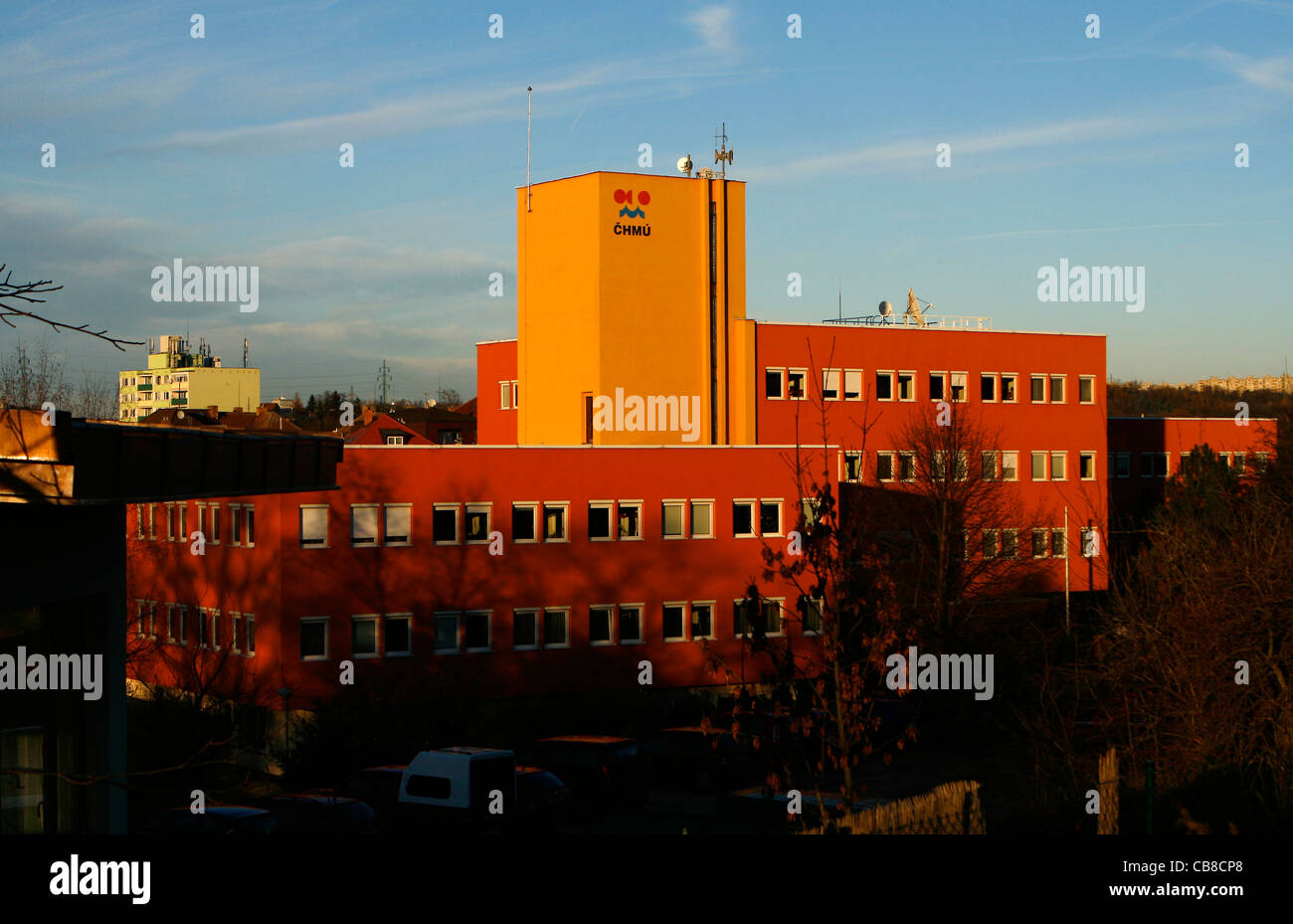 Czech Hydrometeorological Institute (CHMI) building in Prague, sign ...