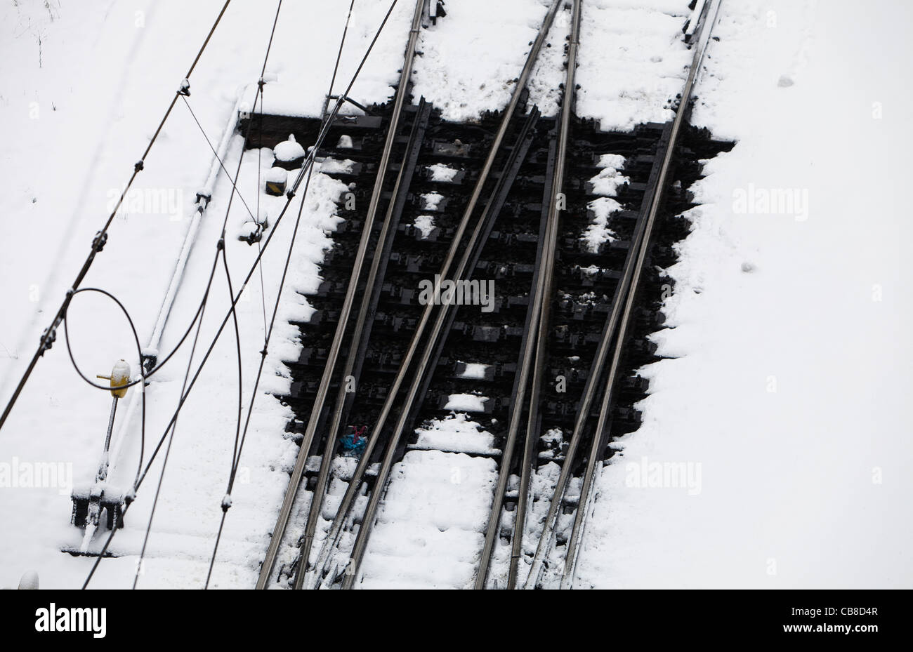 Tempered rail-switches at Prague's main railway station on Nov. 29 ...