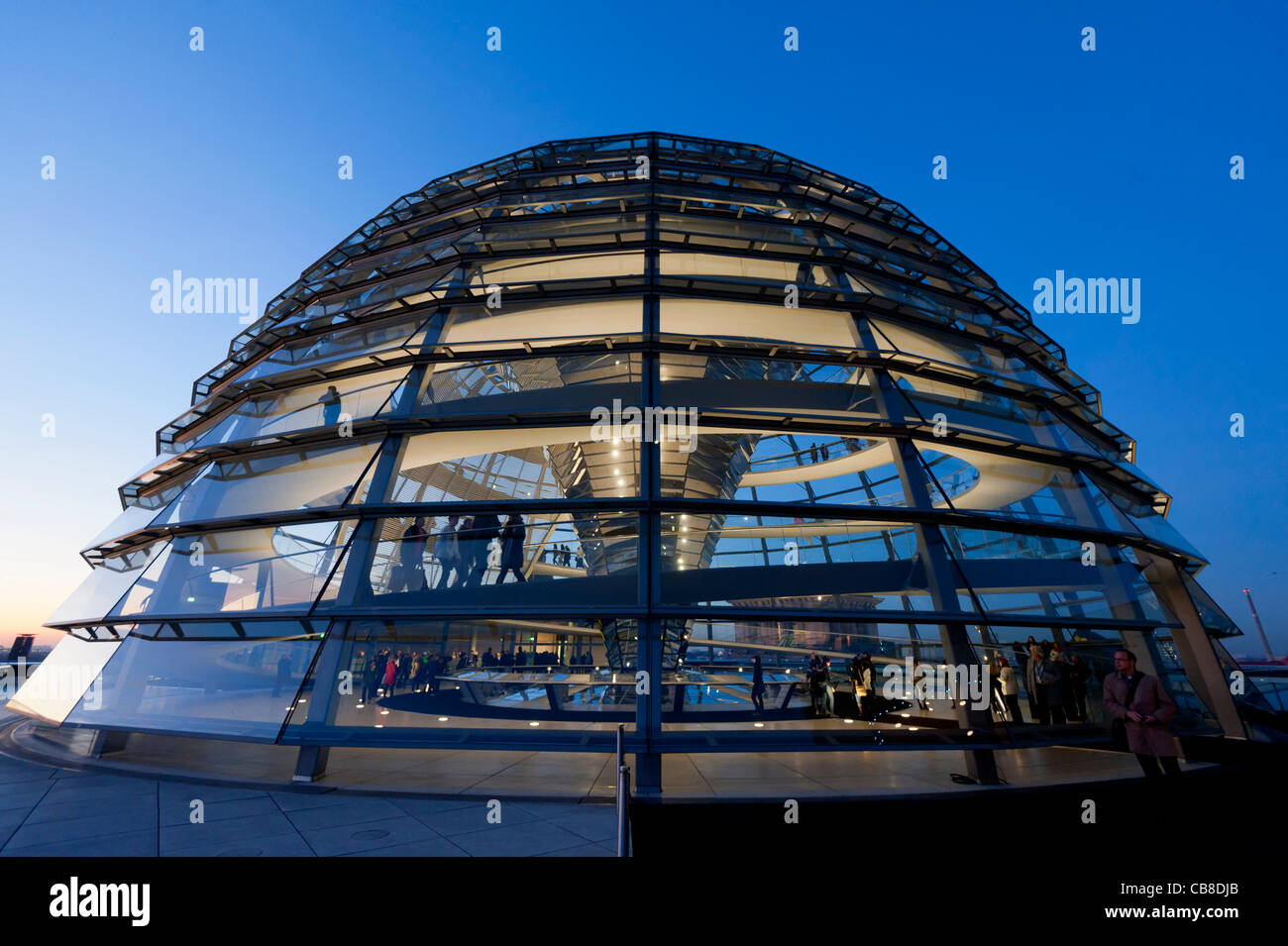 View of the glass dome above debating chamber at the Reichstag in ...