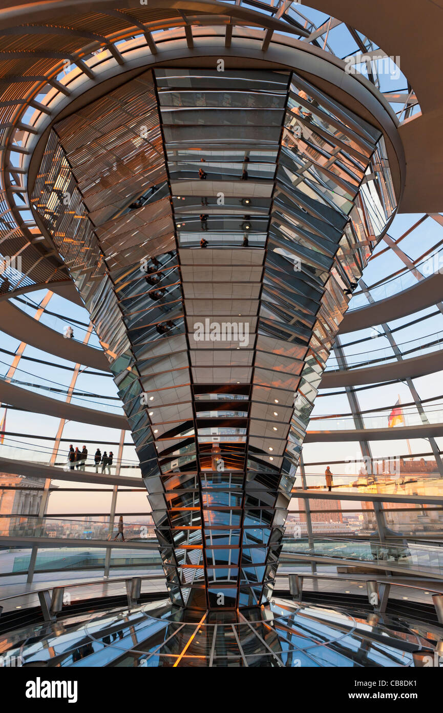 View of the glass dome above debating chamber at the Reichstag in ...