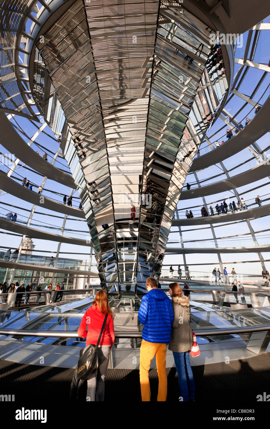 View of the glass dome above debating chamber at the Reichstag in ...
