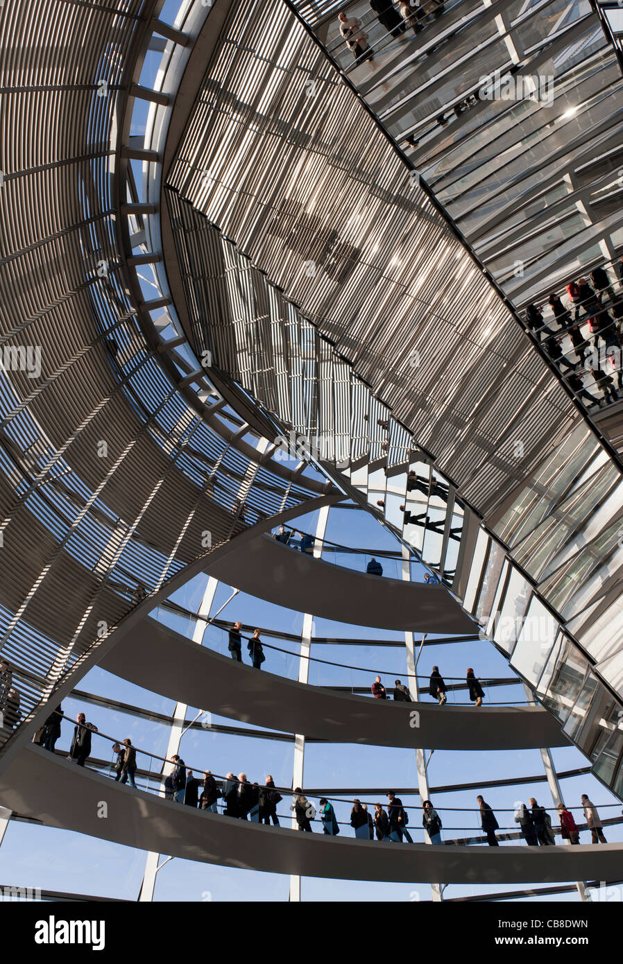 View of the glass dome above debating chamber at the Reichstag in ...