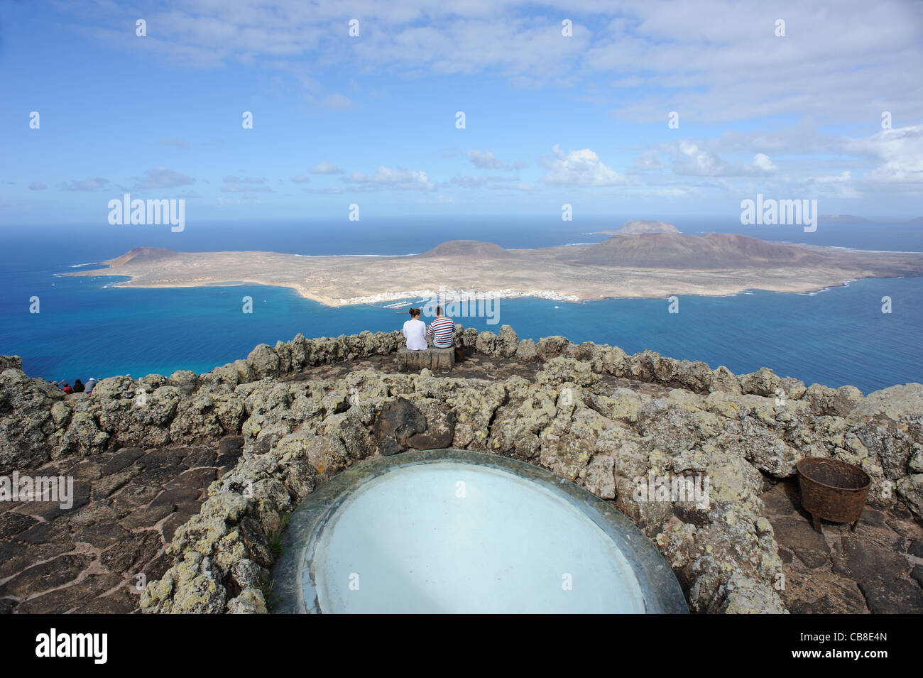 Balcony over Famara cliffs from Mirador del Rio, Lanzarote with an ...
