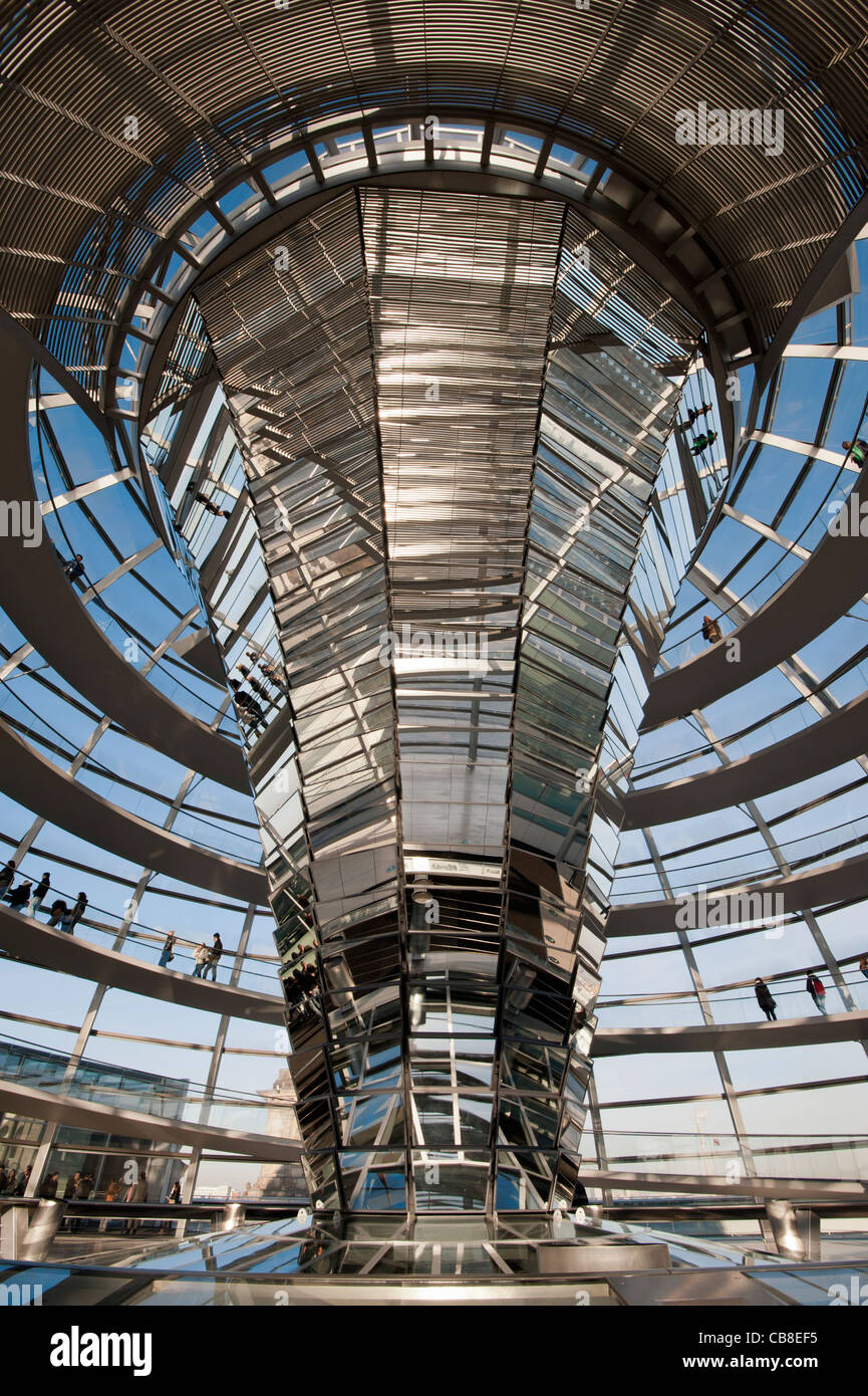 View of the glass dome above debating chamber at the Reichstag in ...