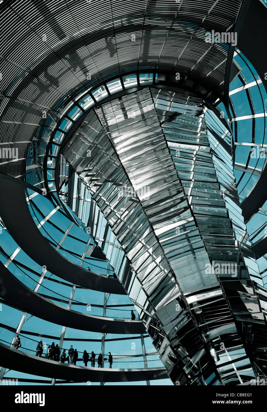 View of the glass dome above debating chamber at the Reichstag in ...