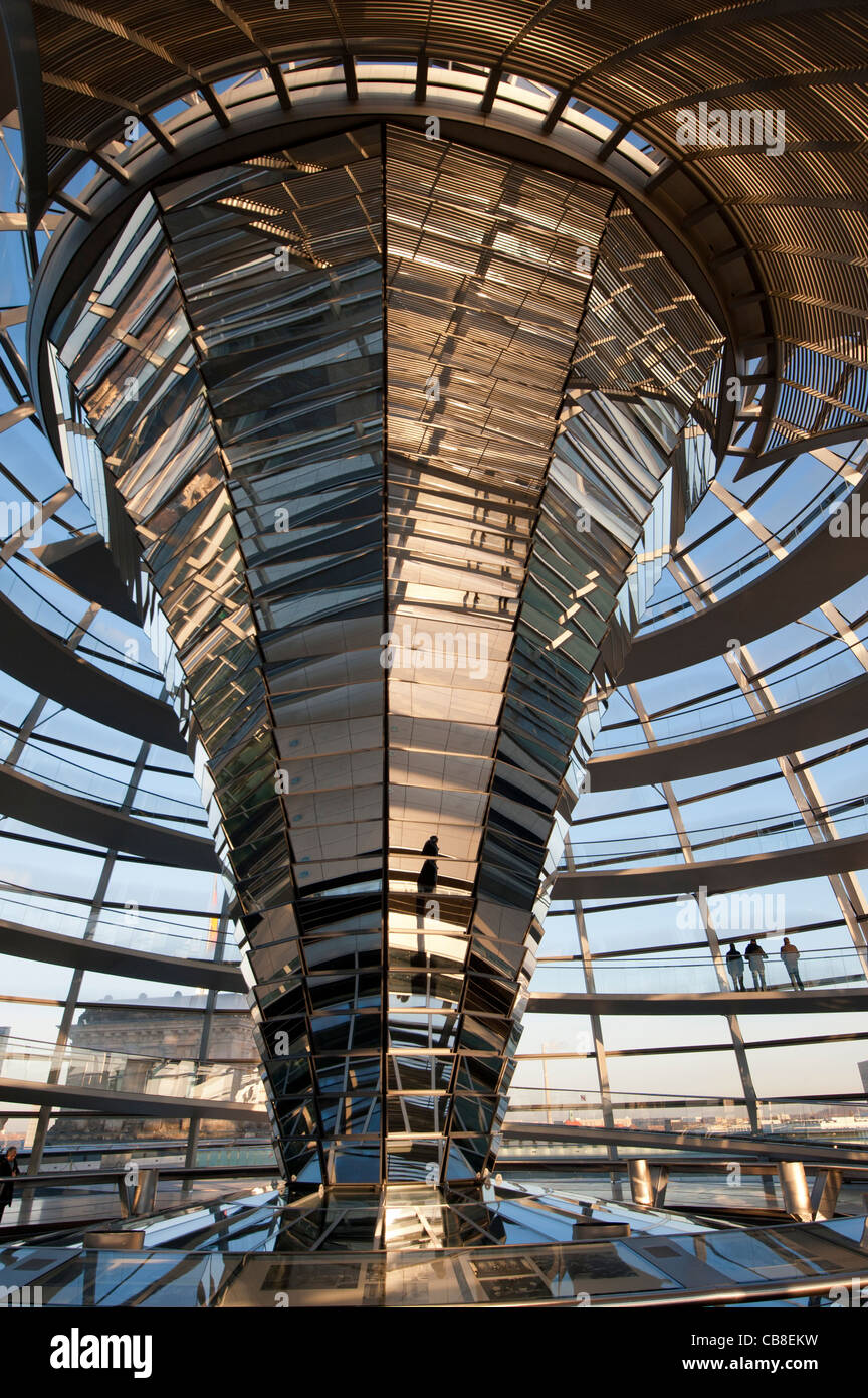 View of the glass dome above debating chamber at the Reichstag in ...