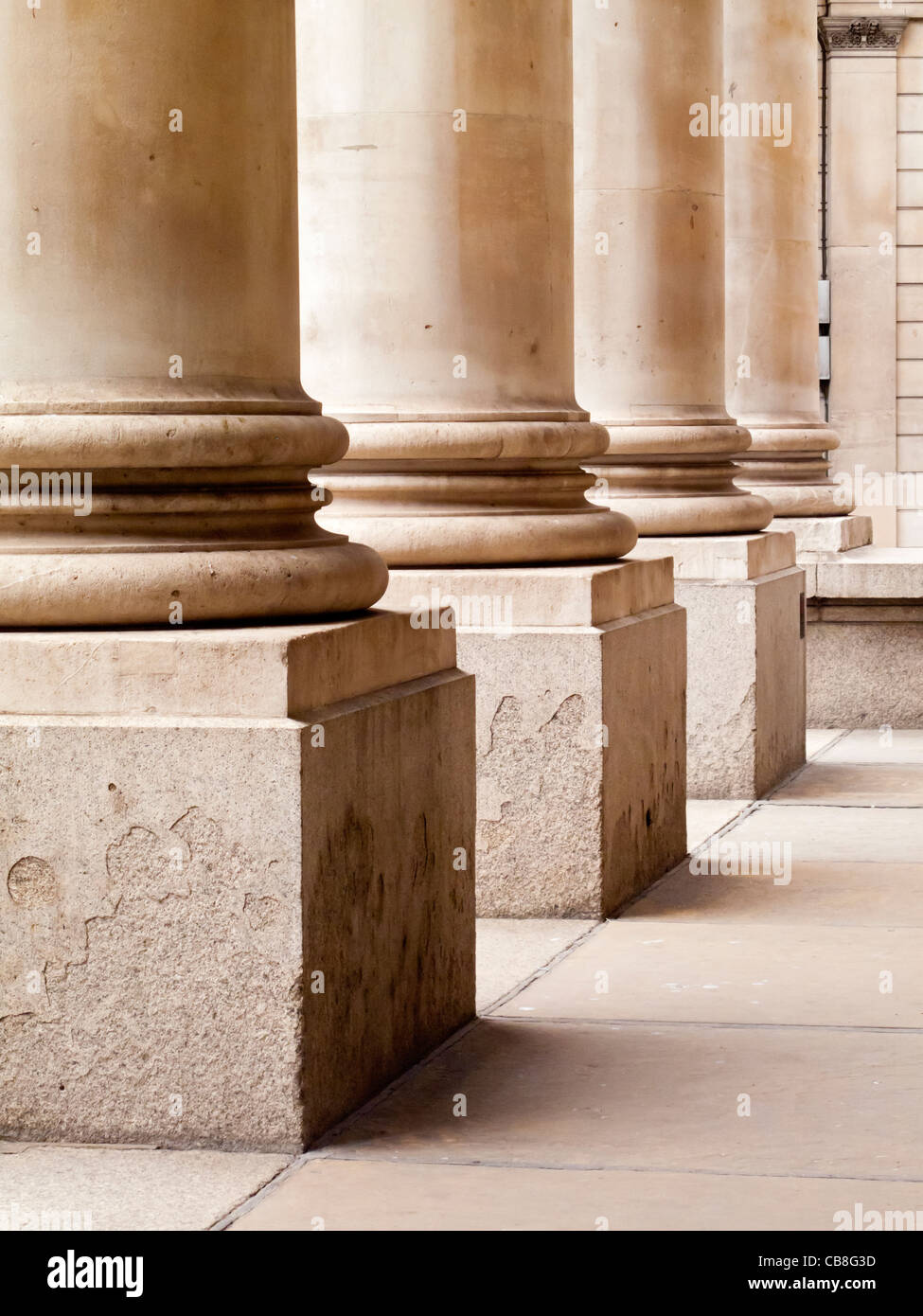 Detail of stone columns at the entrance to the Royal Exchange Building ...