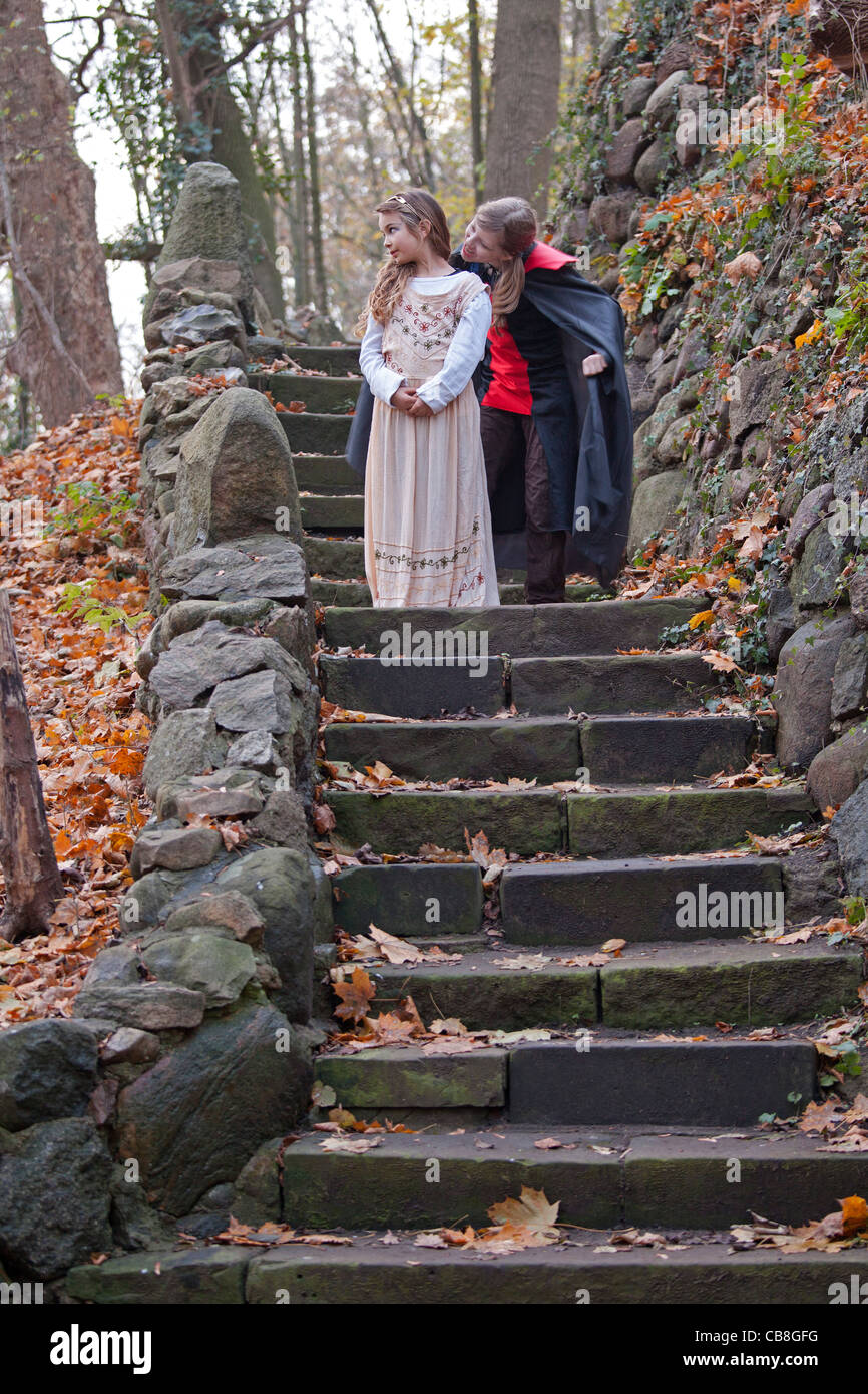 two young girls playing vampire and girl Stock Photo - Alamy