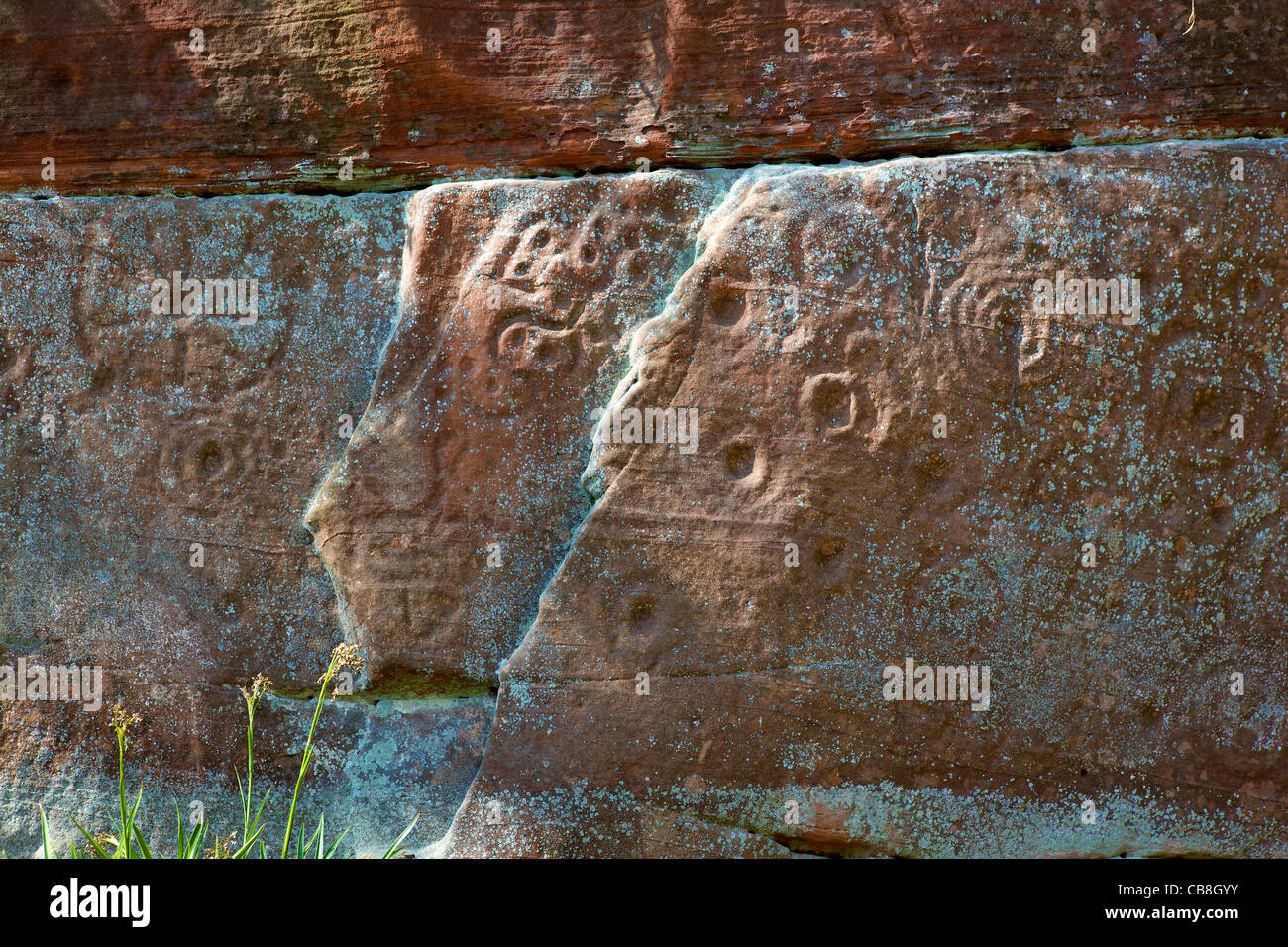 Bronze Age Cup and Ring Marks on sandstone wall near Mauchline Stock ...