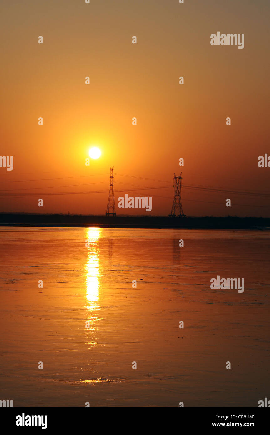 sunset water river nature outdoor landscape sunrise sun sky light ...
