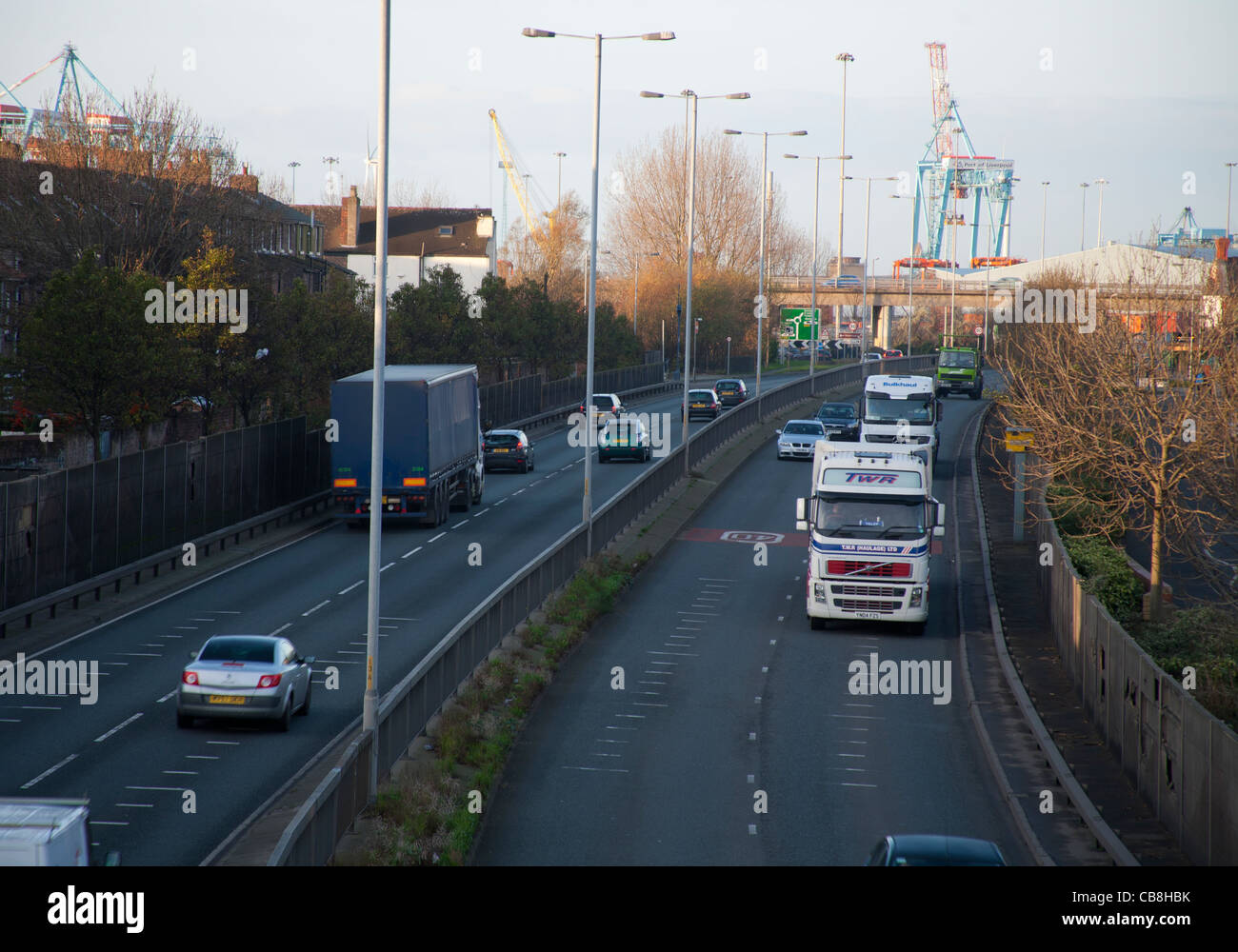 Princess way bridge looking at the Port of Liverpool Stock Photo - Alamy