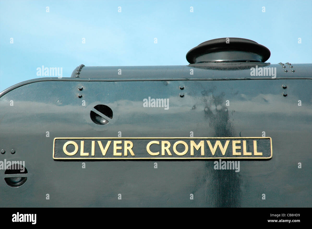 Nameplate of preserved Britannia class steam locomotive No. 70013 ...