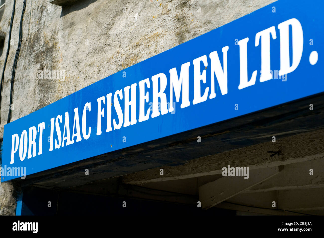 The sign outside a fish merchant store near the harbour at Port Isaac ...