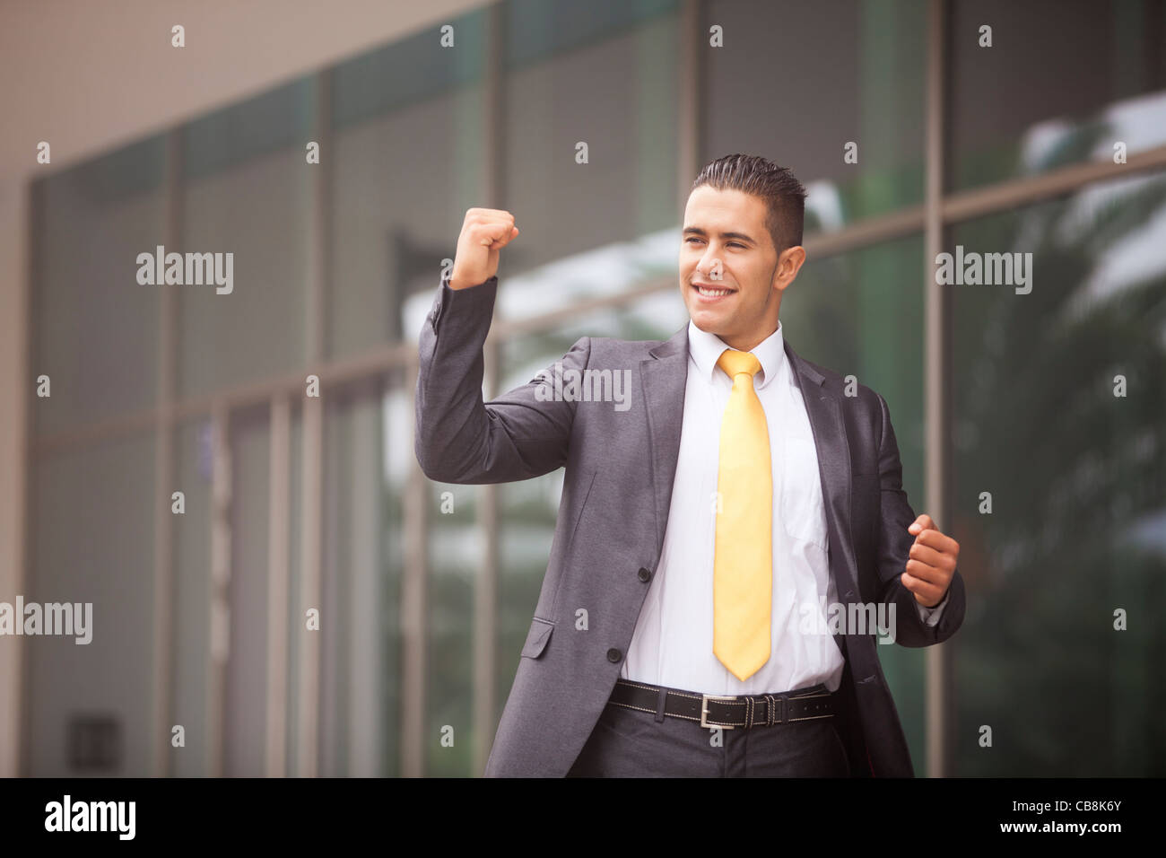 Happy businessman celebrating his success Stock Photo - Alamy