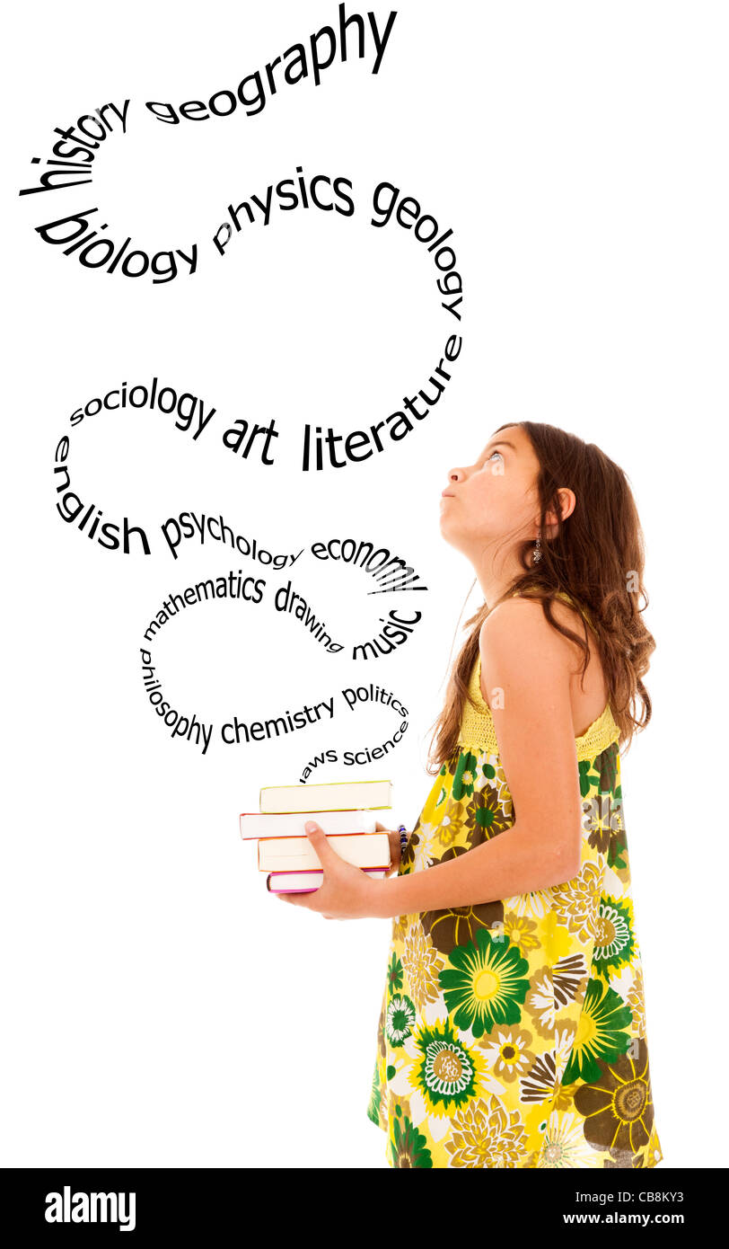 ten year beautiful thinking about all the new things she is going to ...