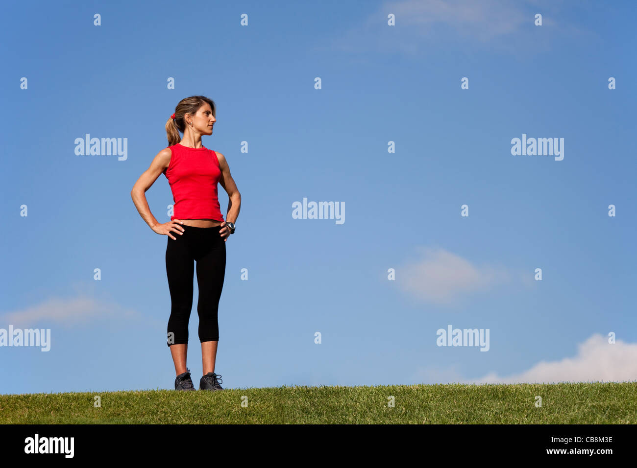 sport woman at the field enjoying nature Stock Photo - Alamy