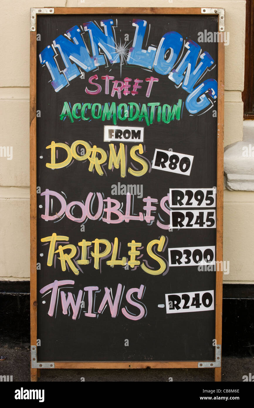 Cape Town: accommodation sign Long Street Stock Photo - Alamy
