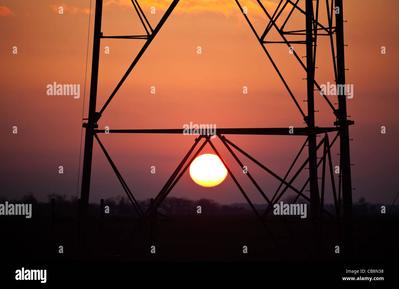 Sunset and the Self support Cell Tower Stock Photo - Alamy