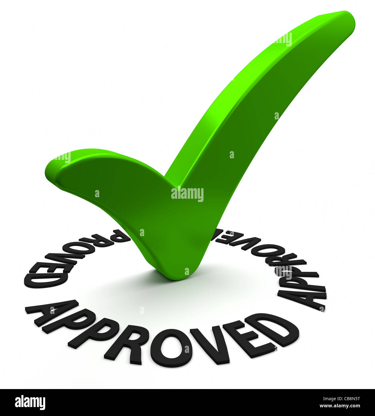 Circle shaped 3D text surrounding a green check mark. Part of a series ...