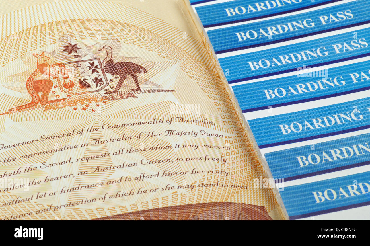 Australian passport page and boarding pass Stock Photo - Alamy