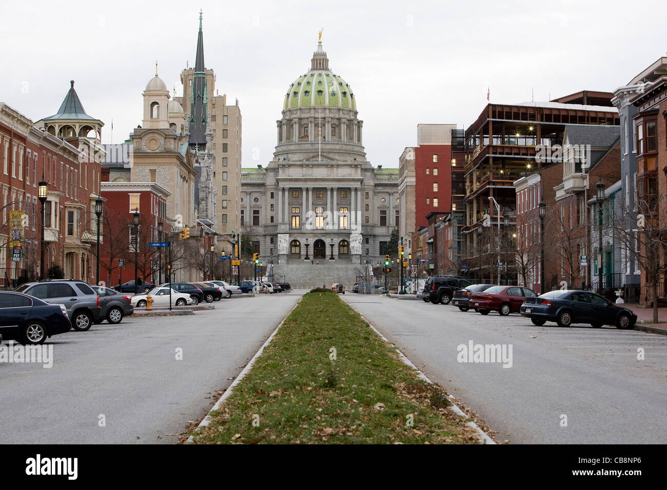 A view of downtown Harrisburg and the Pennsylvania State Capitol ...