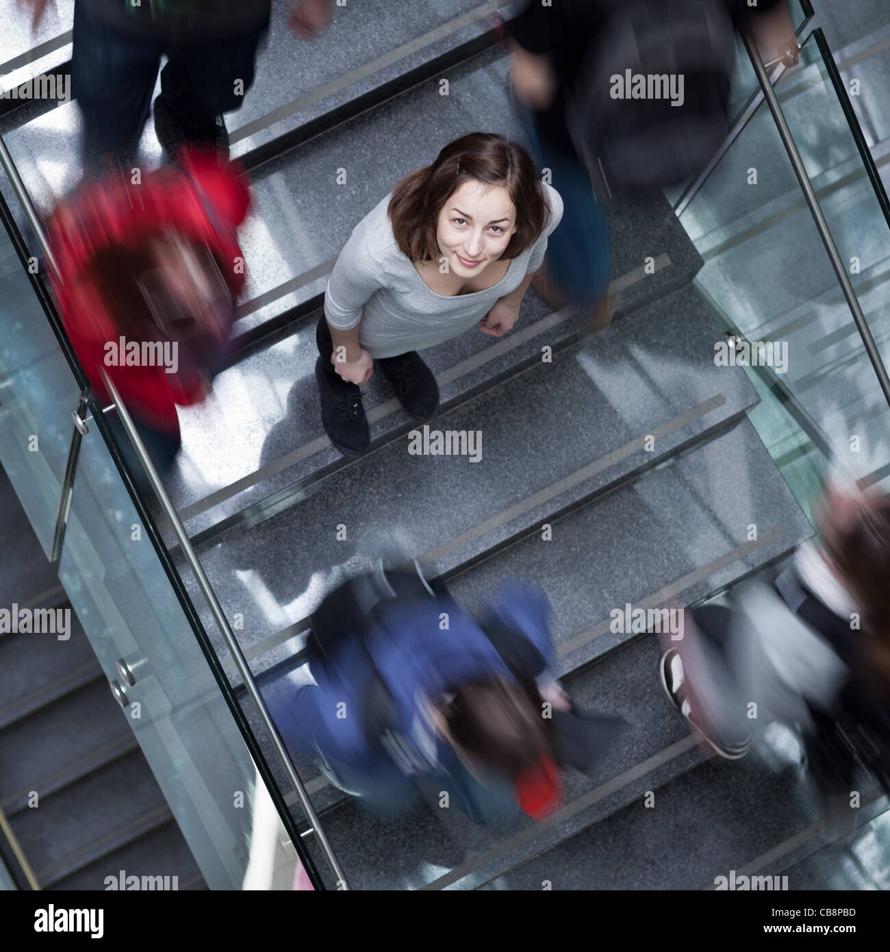 At the university/college - Students rushing up and down a busy ...