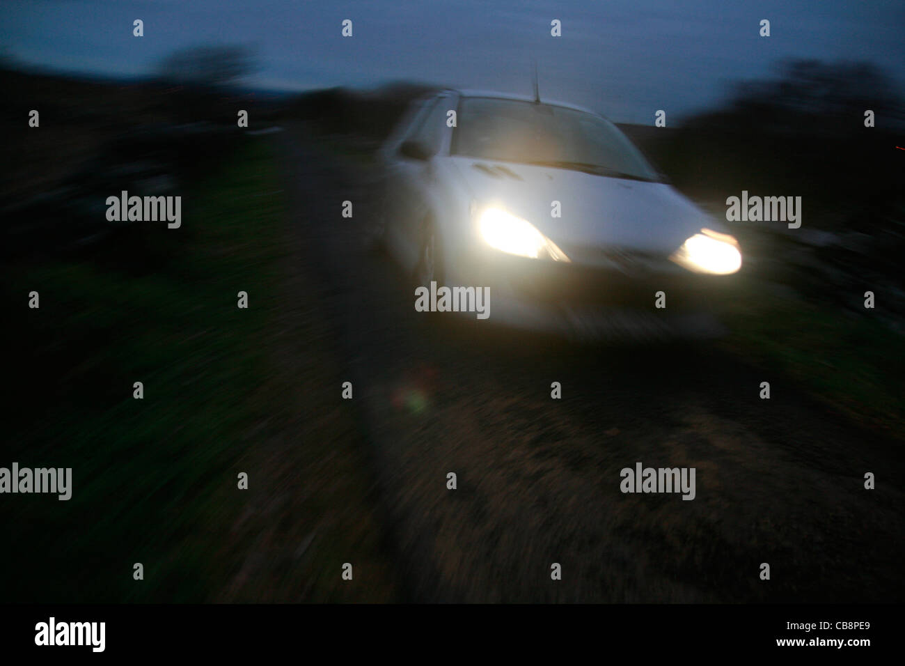 Car trail lights country road hi-res stock photography and images - Alamy