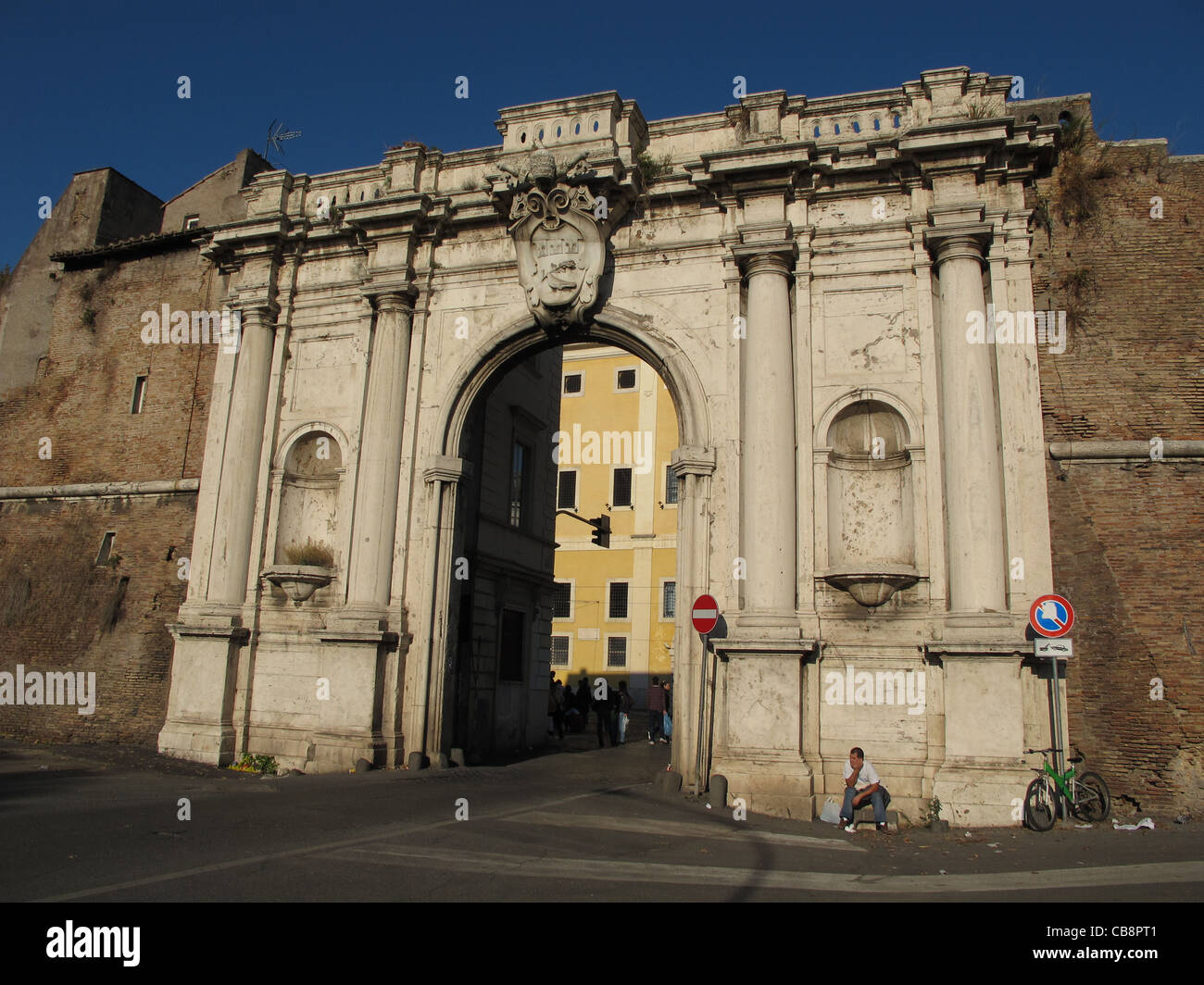 porta portese roman arch in rome italy Stock Photo - Alamy
