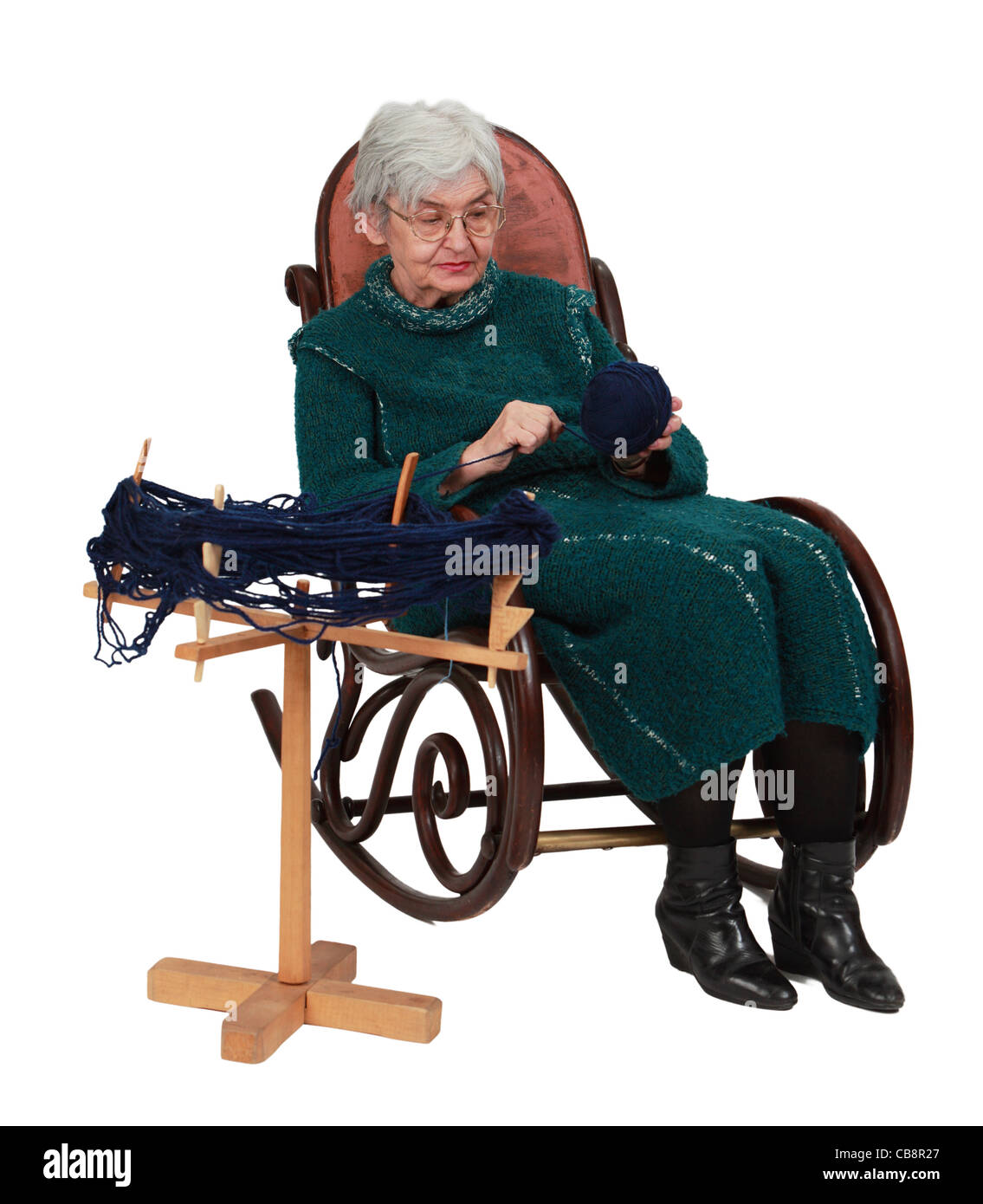 Old woman sitting hair knit hi-res stock photography and images - Alamy