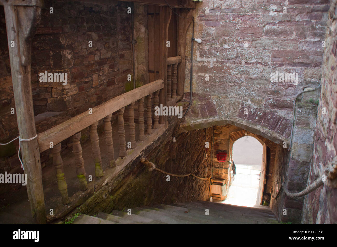 The entrance steps inside the Keep at Berkeley Castle, Gloucestershire ...