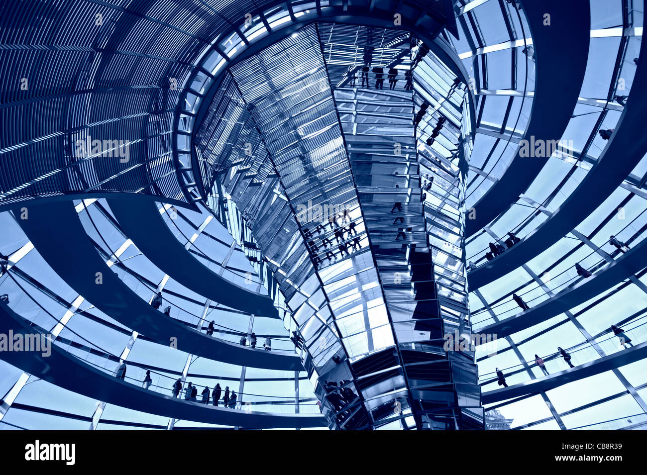 View of the glass dome above debating chamber at the Reichstag in ...