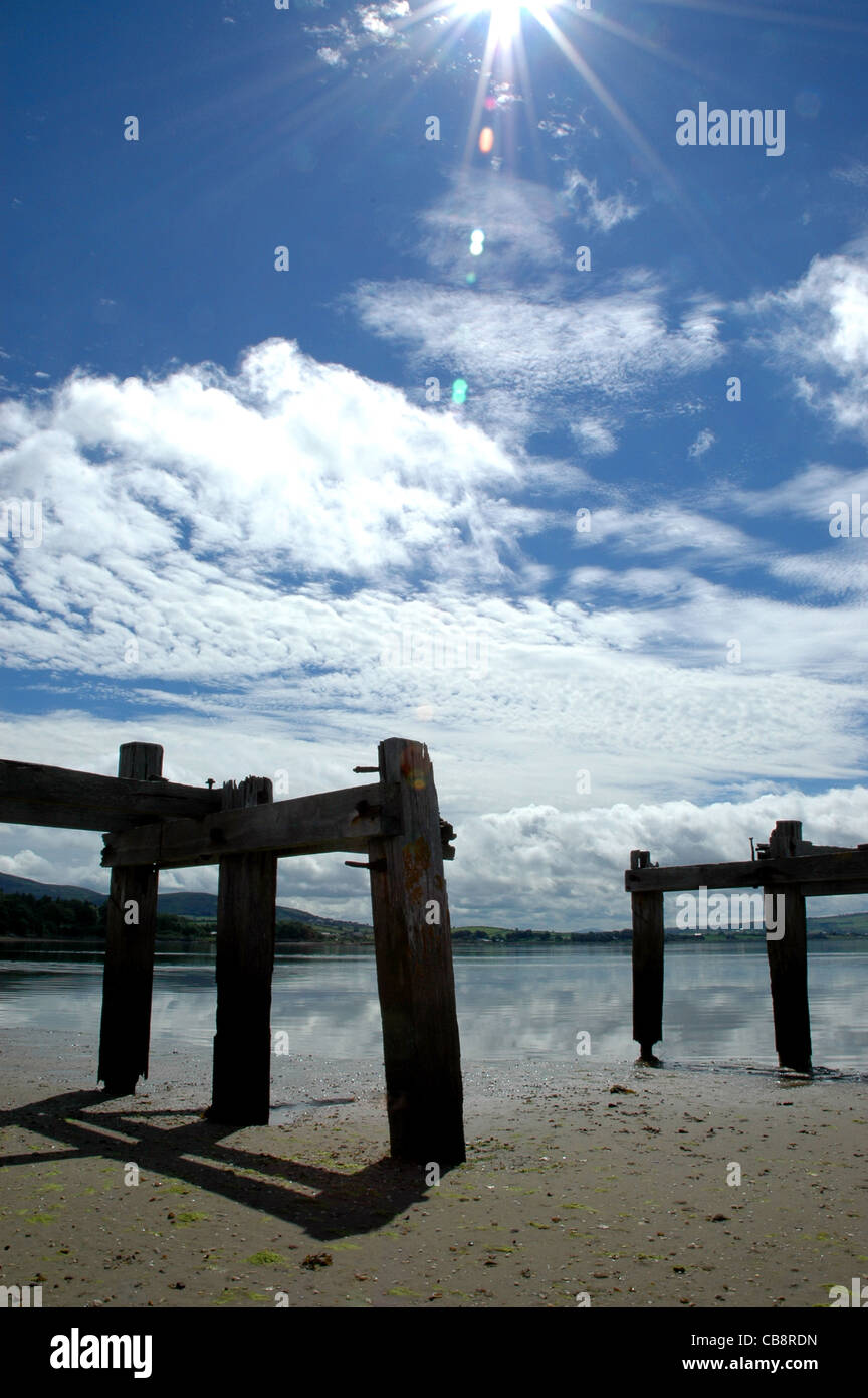 Abandoned wooded pier at Lough Swilly, Fahan, County Donegal, Ireland ...