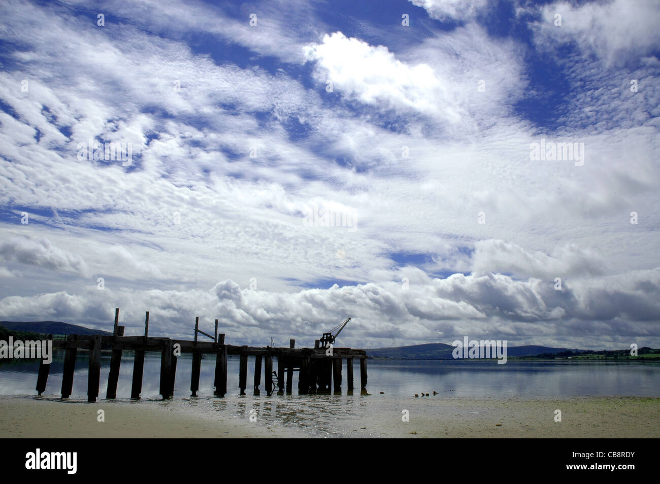 Abandoned wooded pier at Lough Swilly, Fahan, County Donegal, Ireland ...