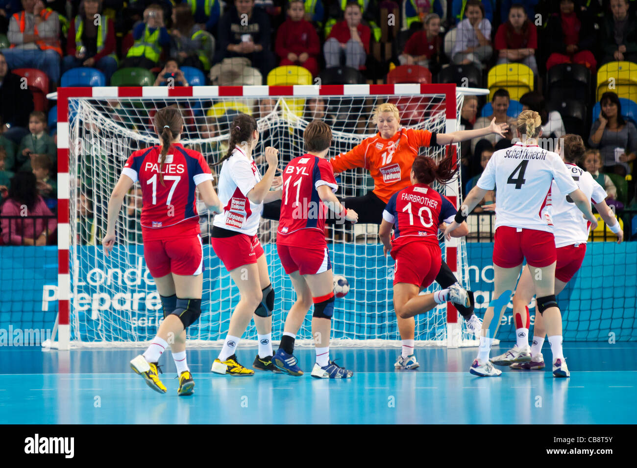 Austria v Great Britain at the Women's London Handball Cup. Held at the ...