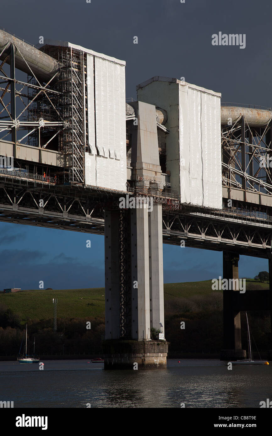 One of the uprights on the Royal Albert Bridge, Saltash, during it's ...