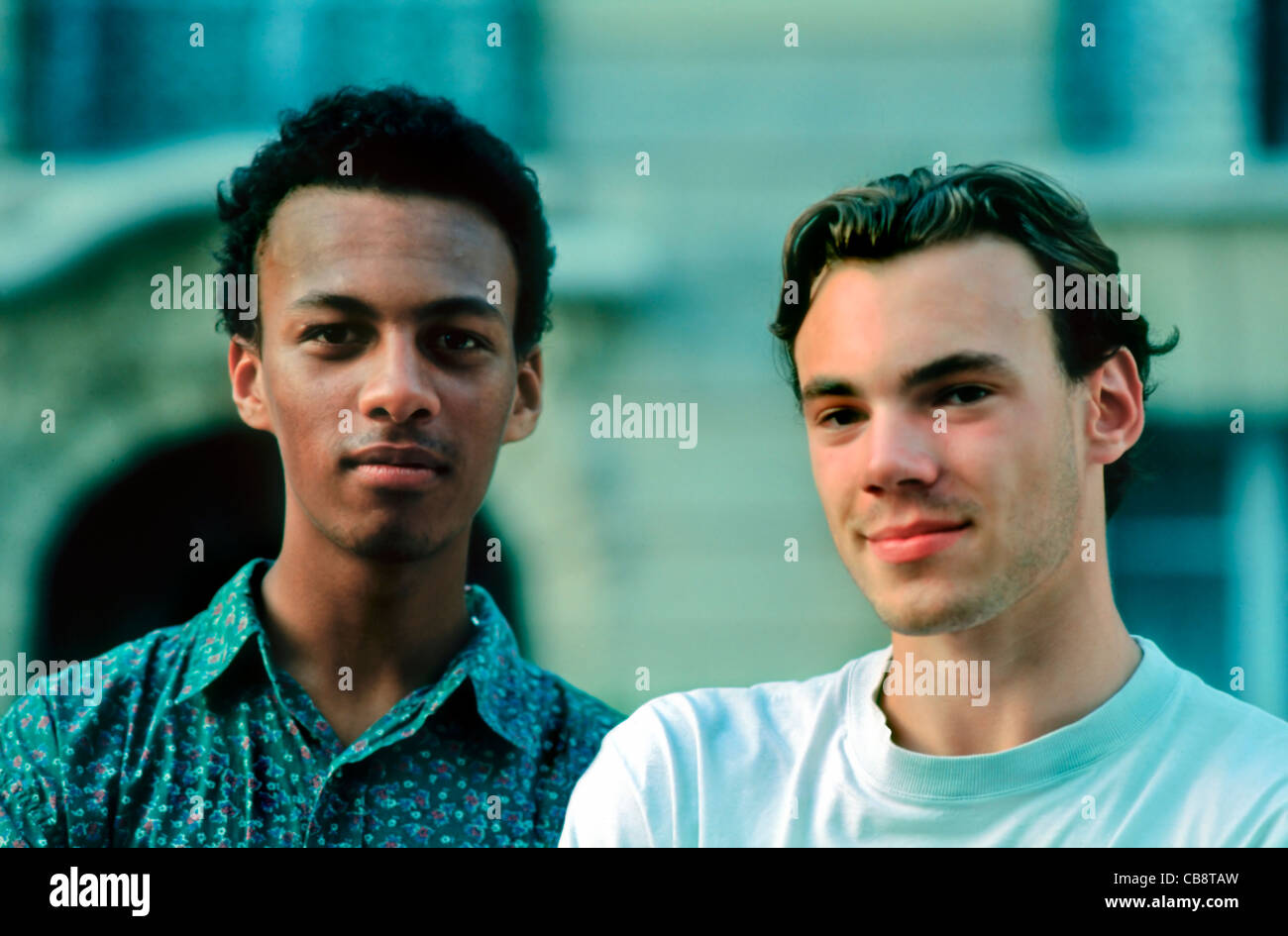 Paris, France, Portrait Two French Male Teens, one African, One ...
