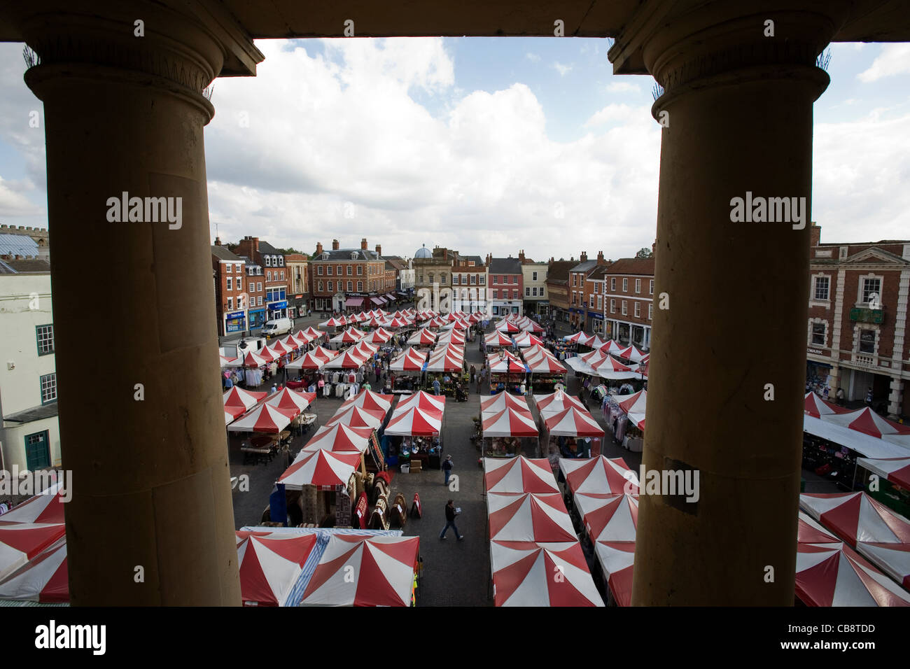 Newark-on-Trent Market Town, Market Square with People Shopping taken ...