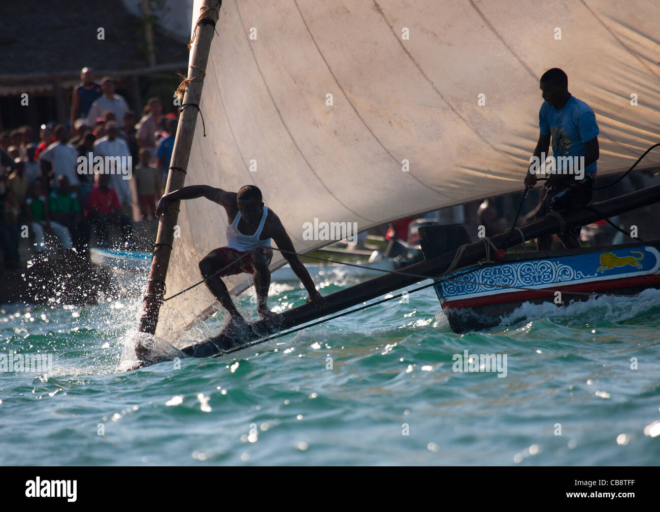 Steerage Of Dhow During The Dhow Race, Maulidi Festival, Lamu, Kenya ...