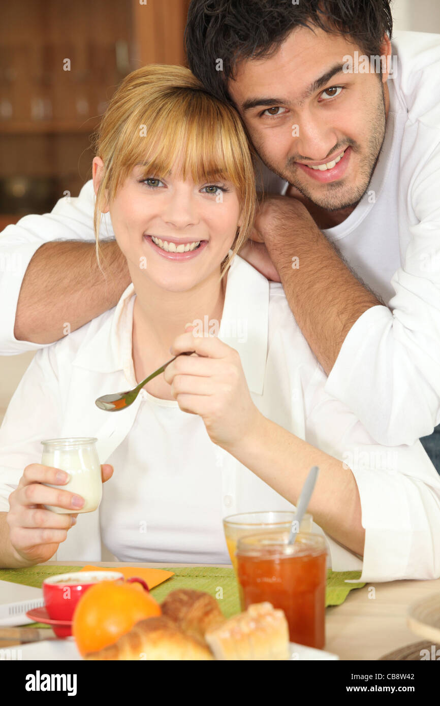 Breakfast in couple Stock Photo - Alamy