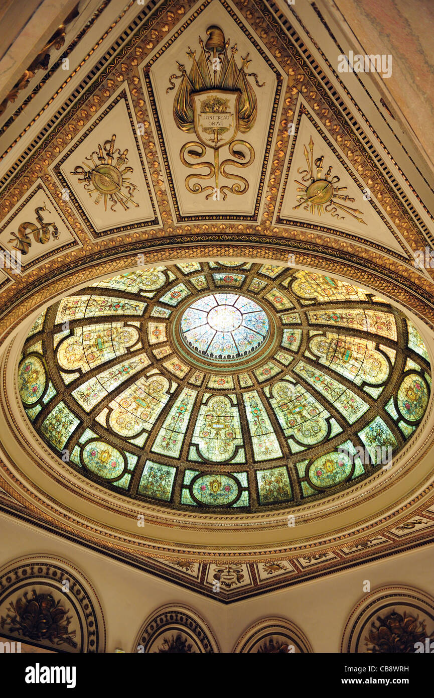 Chicago Cultural Center interior view with Healy and Millet stained ...