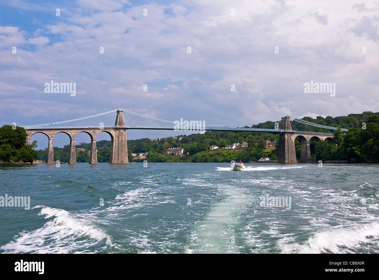 Menai Bridge across the menai strait from Anglesey to the mainland it ...