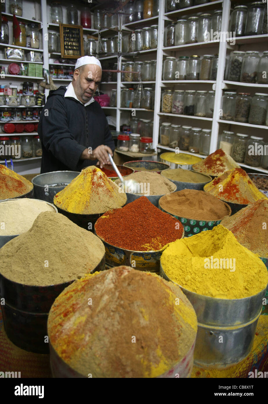 A traditional spice shop in a souq in Taroudant, Morocco Stock Photo ...