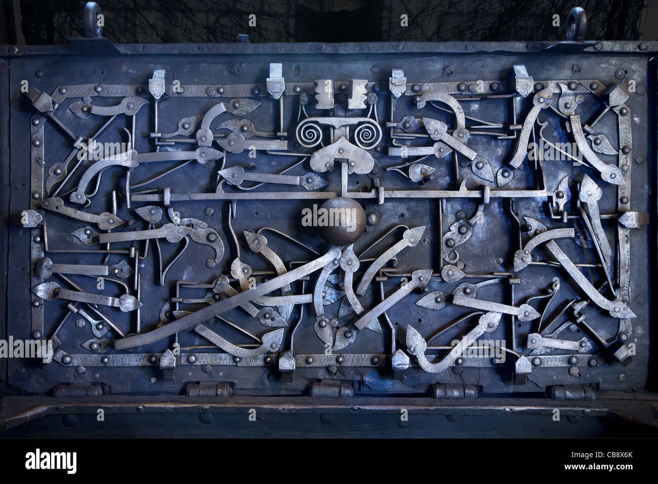 Elaborate iron lock in a trunk Stock Photo - Alamy
