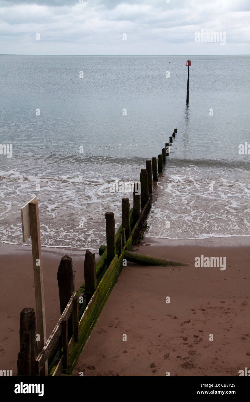 Wood Breaker on Paignton Beach Stock Photo - Alamy