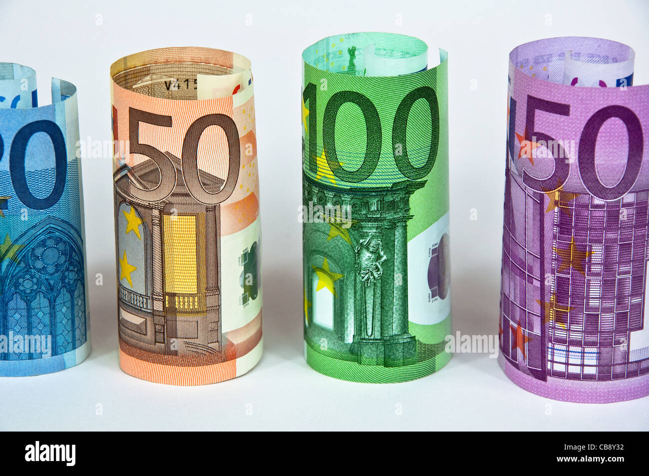Rolled euro paper money Stock Photo - Alamy