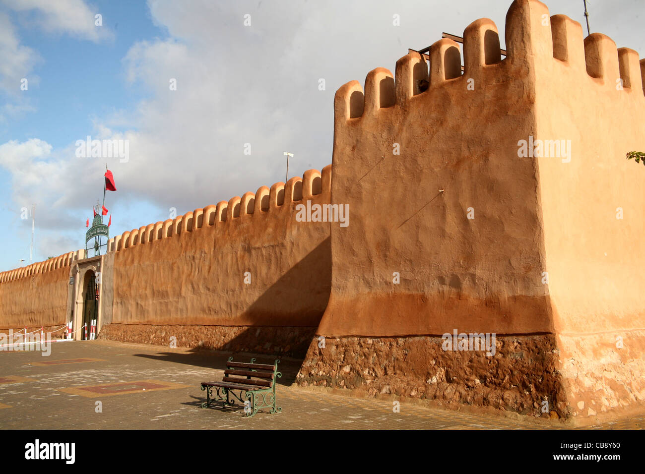 Classic architecture in Morocco with adobe wall enclosing the medina ...