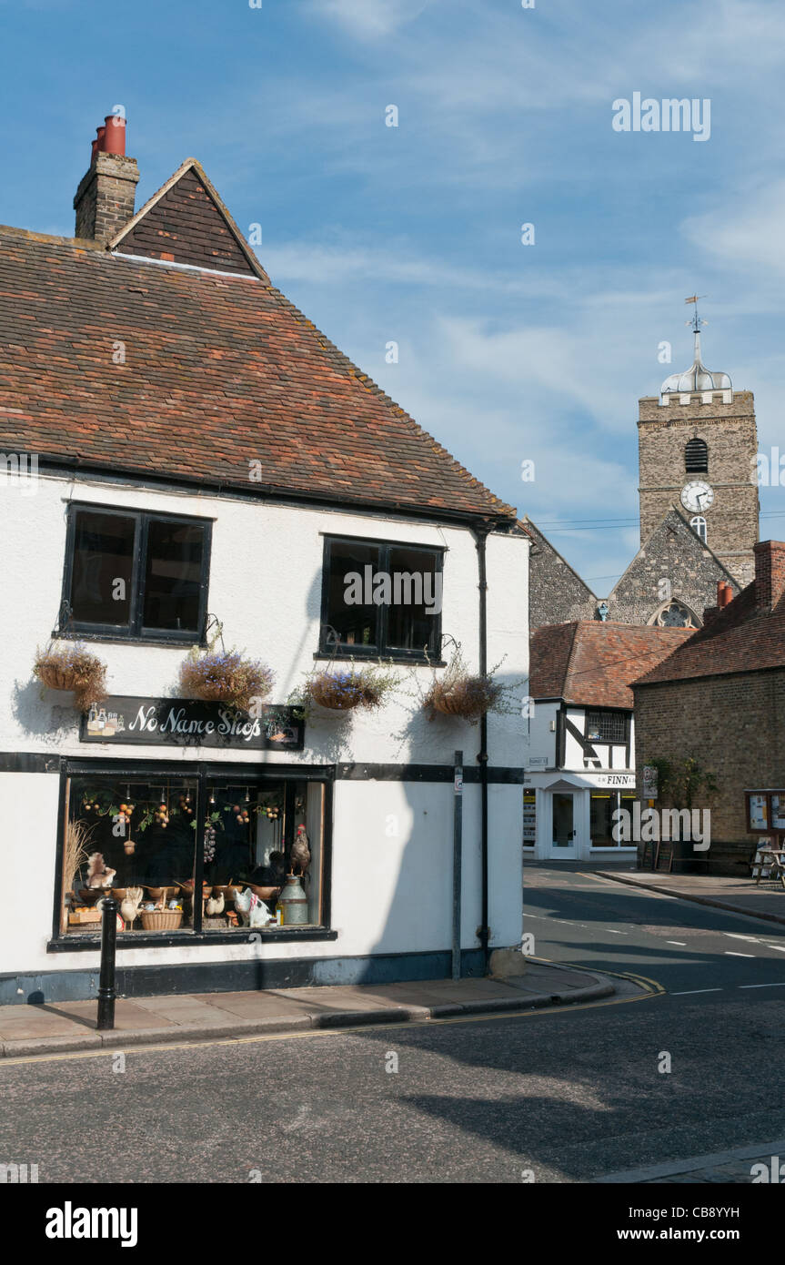 Corner of the Cattle Market in Sandwich, Kent with St Peter's Church in ...