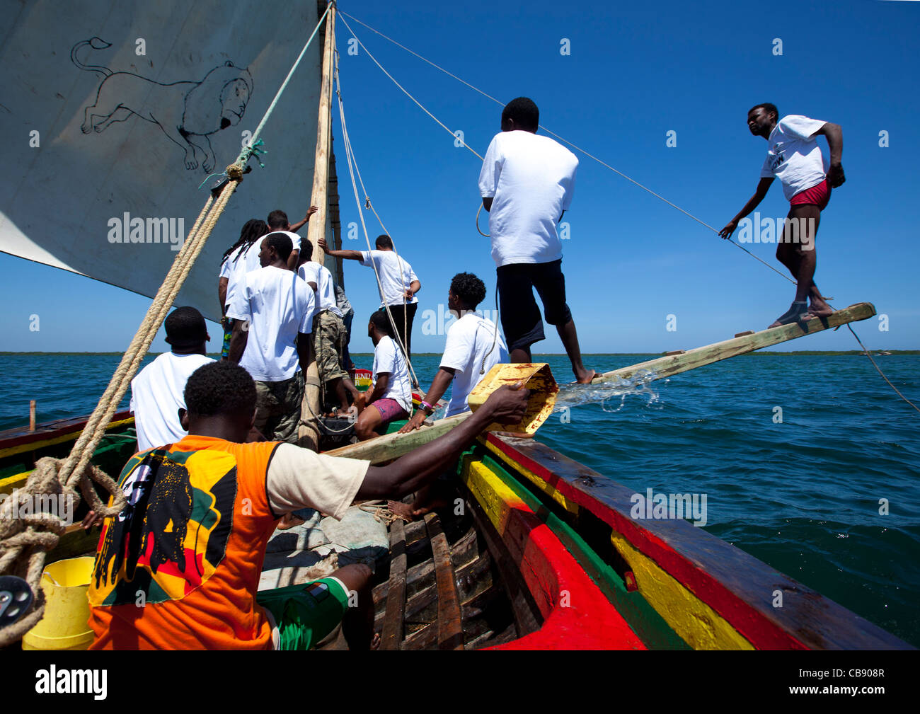 Man Balancing Dhow While Sailing, Dhow Race, Maulidi, Lamu Kenya Stock ...