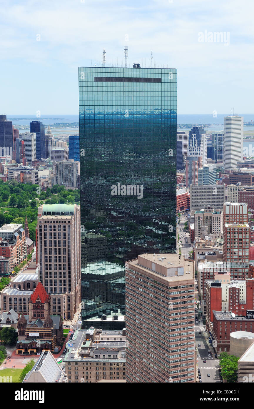 Boston downtown skyline aerial view with modern skyscrapers and street ...