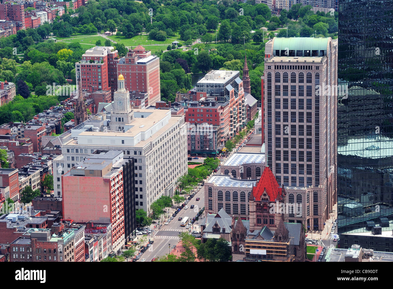 Boston downtown aerial view with historical architecture, street and ...